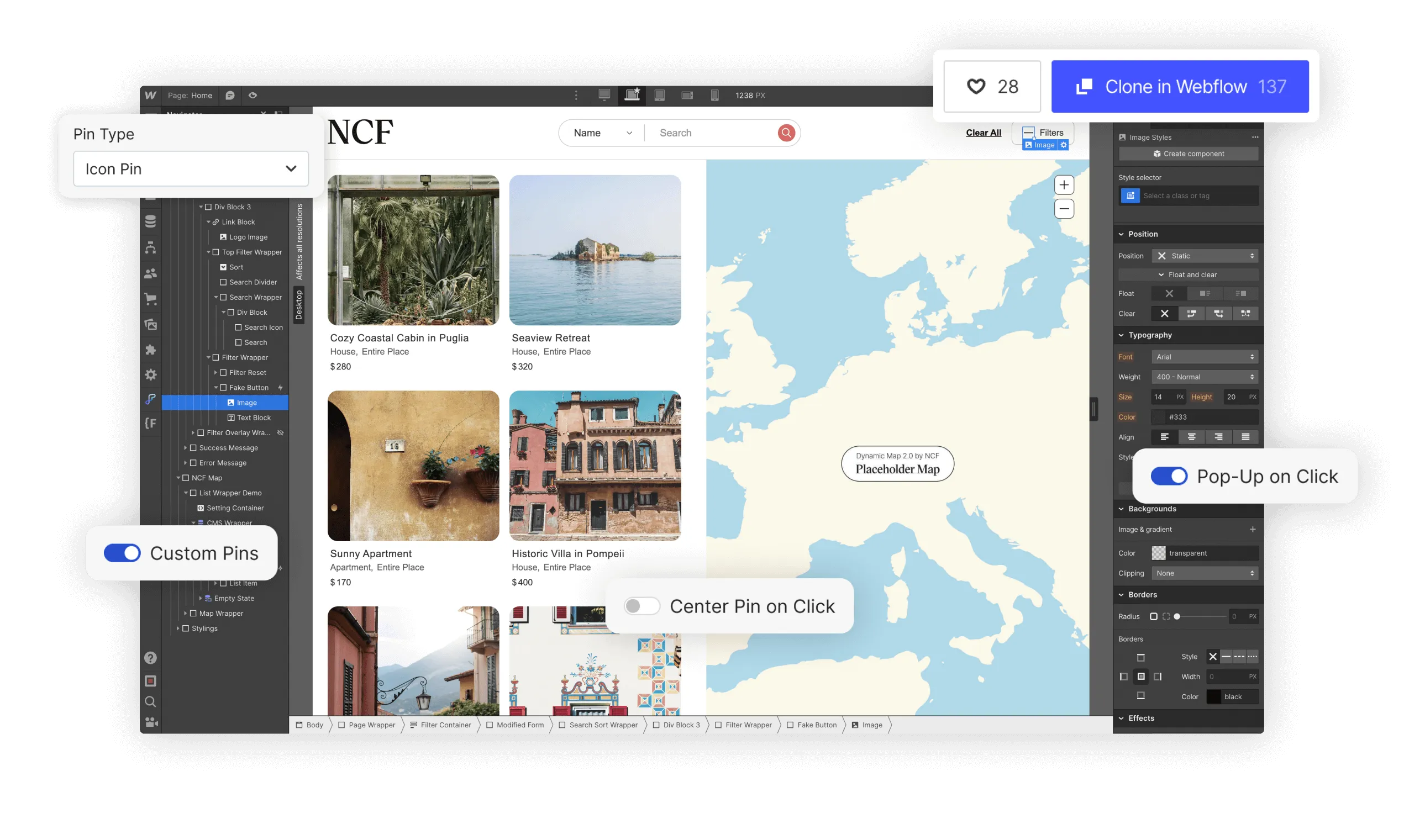 Interactive Location Maps for Webflow CMS with Mapbox or Google Maps | Dynamic Map by No Code Flow